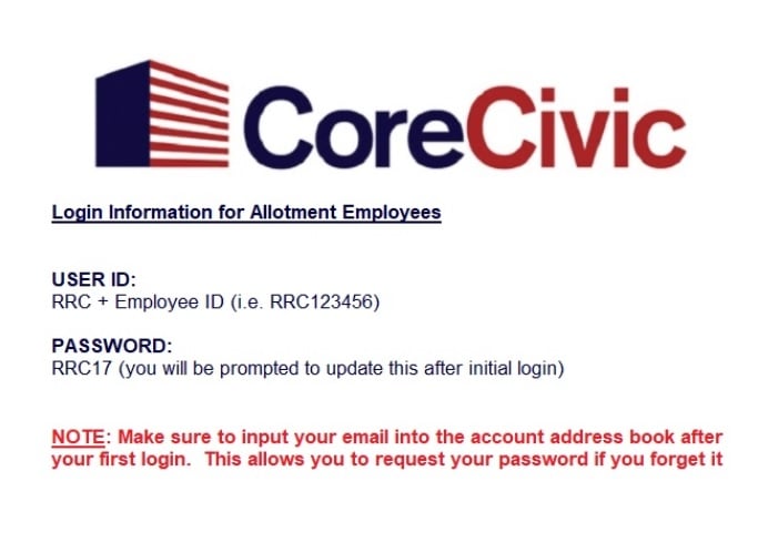 CORECIVIC RRC - Partner Portal